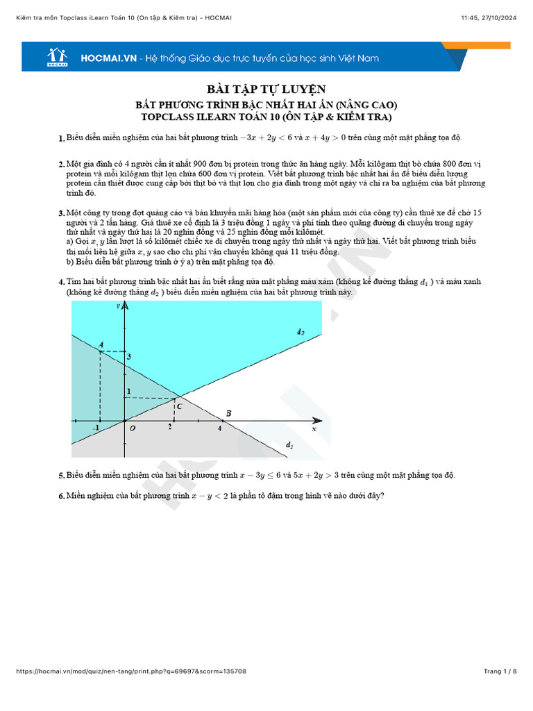 Bài T PT LUY: B TPH G Trì HB C H T Hai (Â G Cao) Topclass Ilear TOÁ 10 (Ô T P & Ki M Tra) | PDF