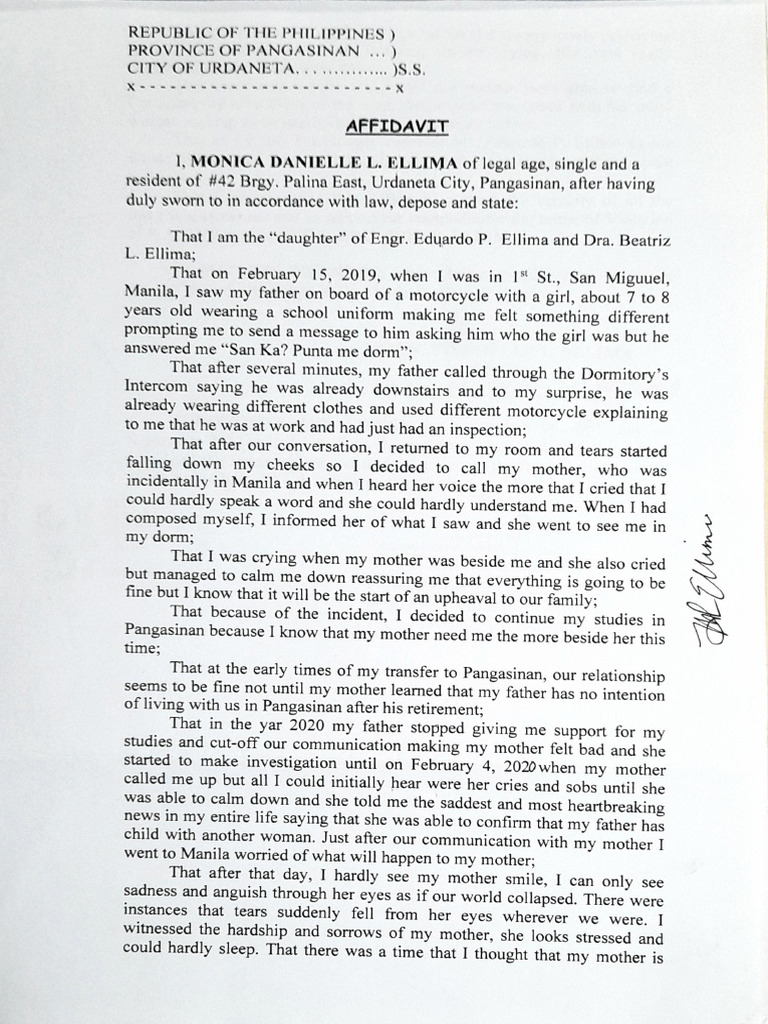 Affidavit Ellima | PDF | Affidavit | Emotions