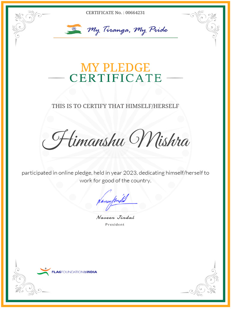 President Certificate | PDF
