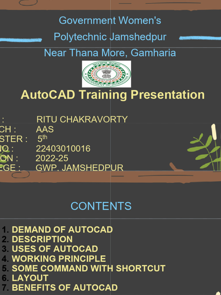 AutoCAD Training Overview at GWP Jamshedpur | PDF
