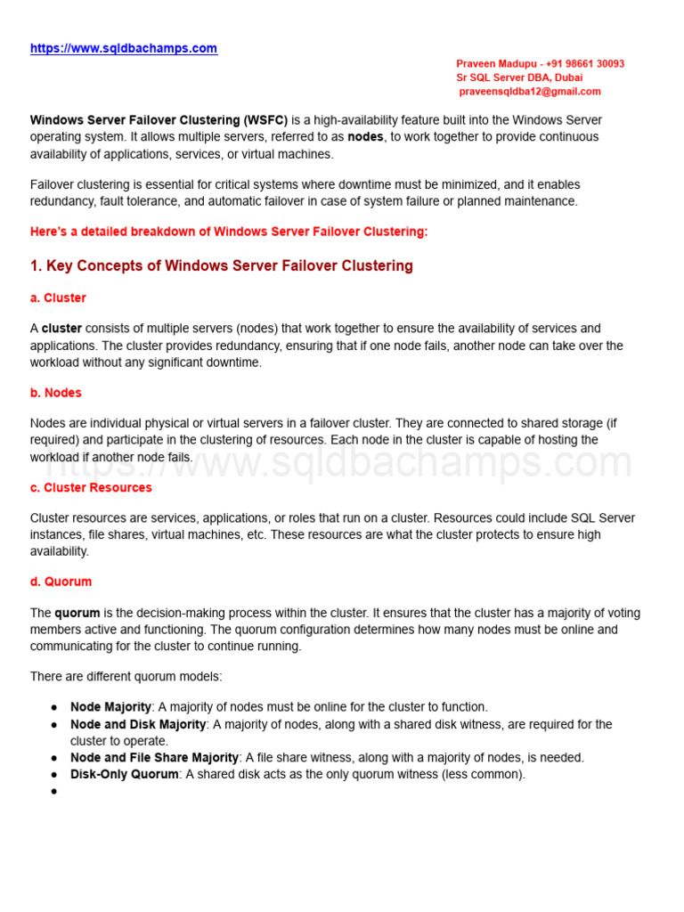 Windows Failover Cluster-Overview | PDF | Computer Cluster | Computer Network