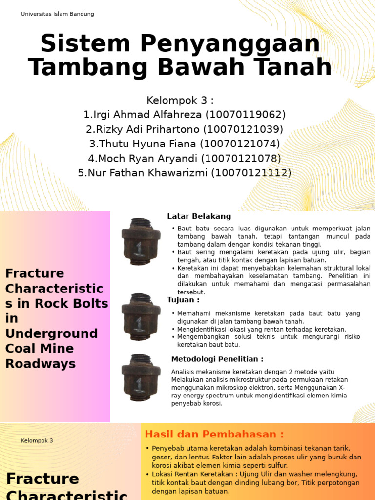 t13_ppt Kel _sistem Penyanggan Tambang Bawah Tanah | PDF