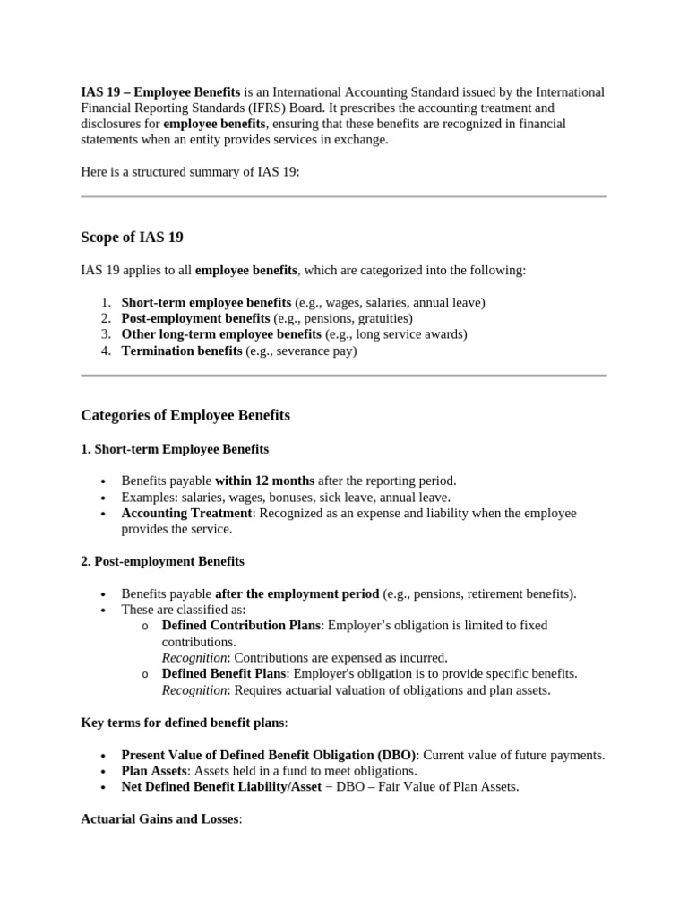 IAS 19 | PDF | Defined Benefit Pension Plan | International Financial ...