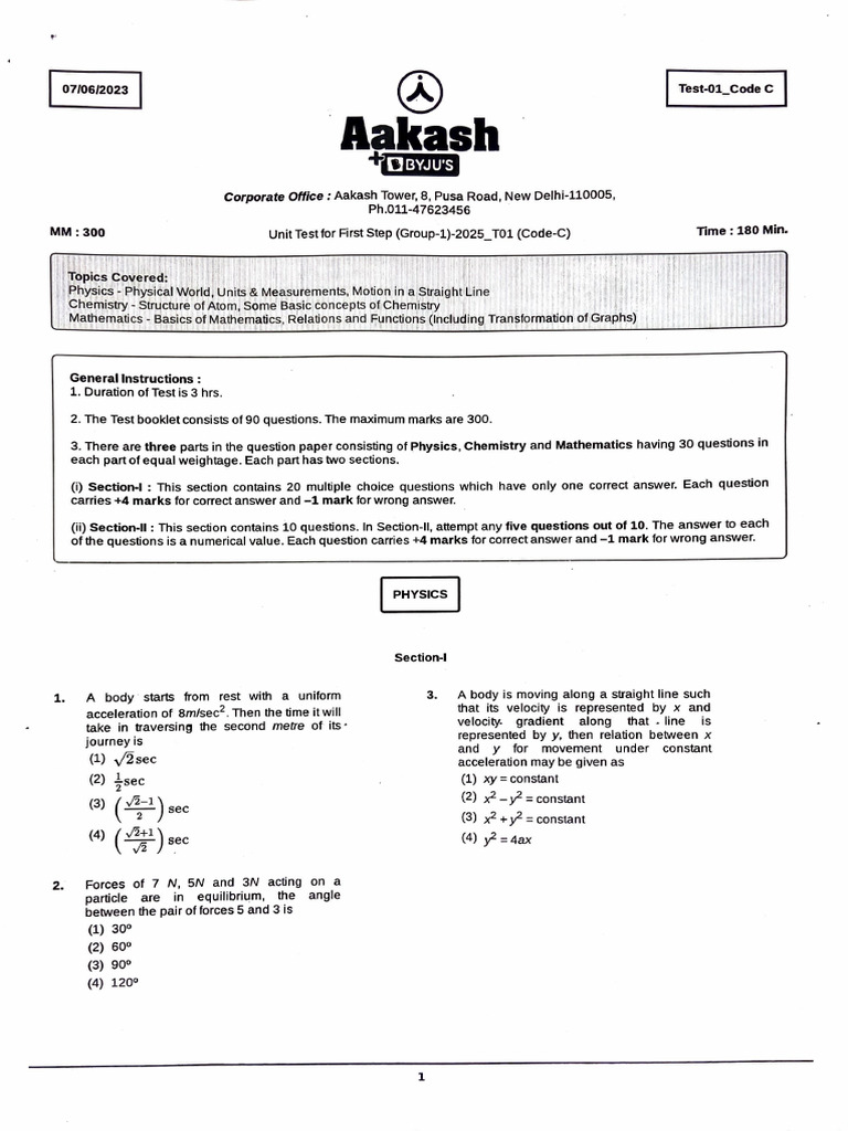 UT -01 (G1) Code C | PDF | Force | Acceleration