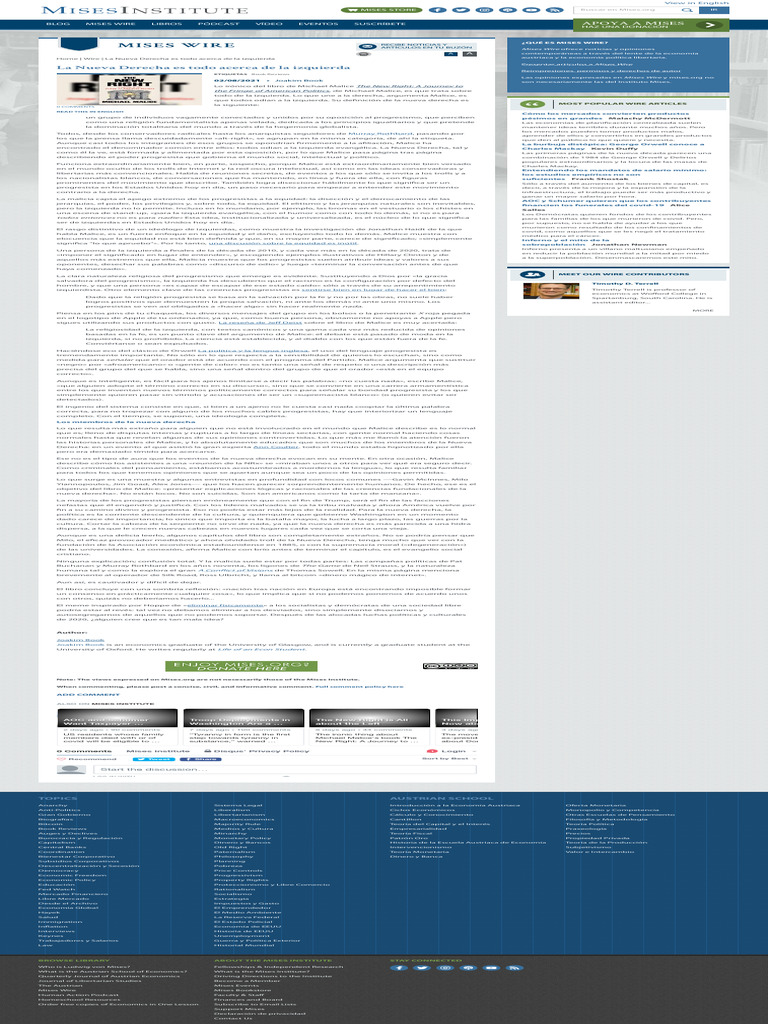 La Nueva Derecha Es Todo Acerca de La Izquierda - Instituto Mises | PDF | Política del ala ...