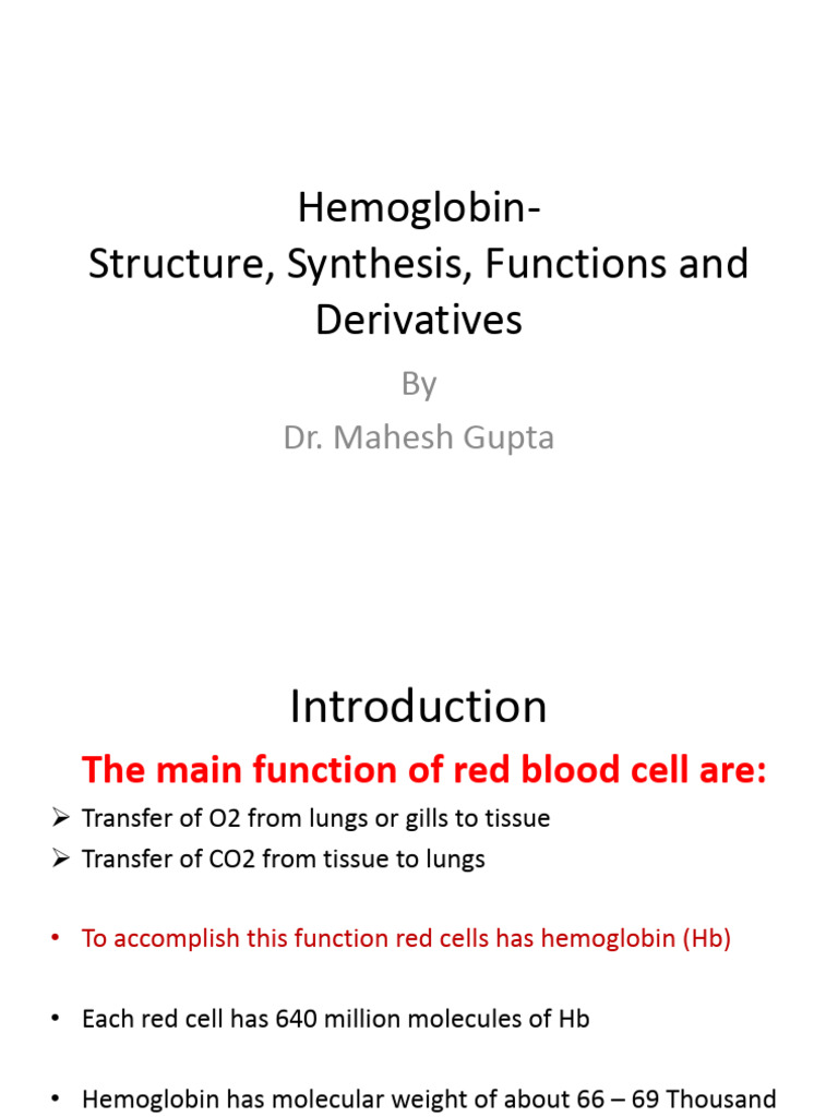 Lect 4-5 Haemoglobin | PDF | Hemoglobin | Blood