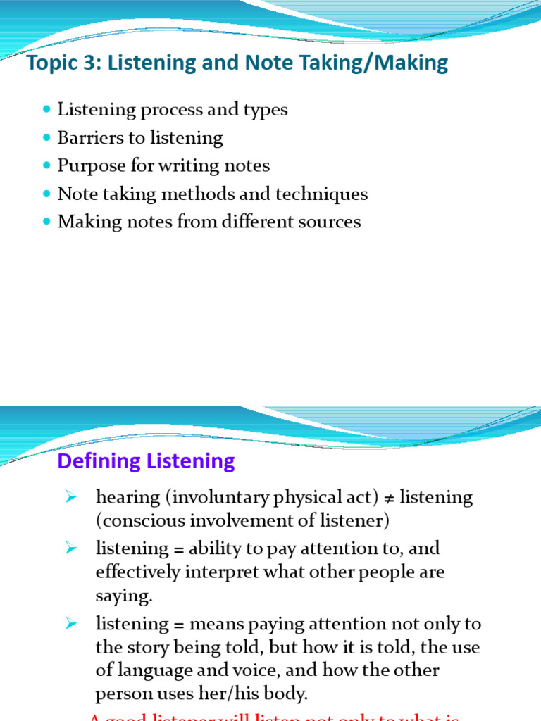Cl106 Module 3 Listening and Note Taking-1 | PDF | Attention | Cognition