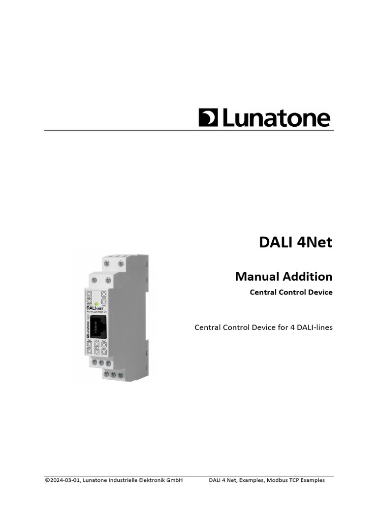 DALI 4Net Modbus TCP Command Examples | PDF | Telecommunications | Computer Engineering