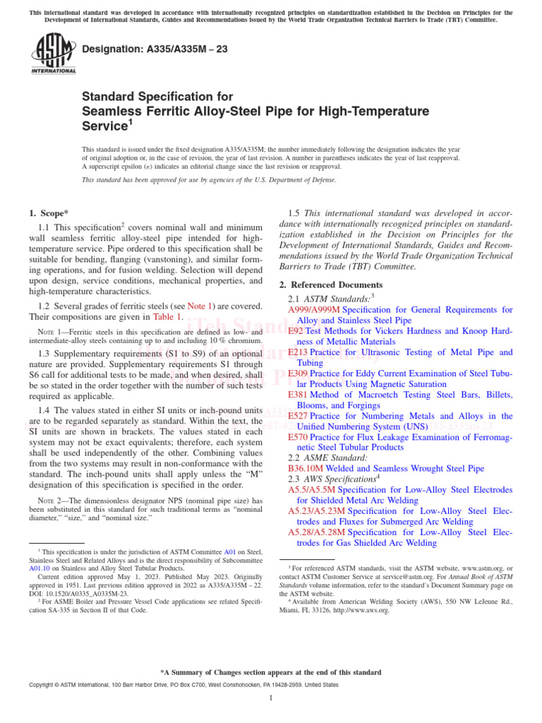 ASTM-A335-A335M-23 | PDF | Pipe (Fluid Conveyance) | Welding