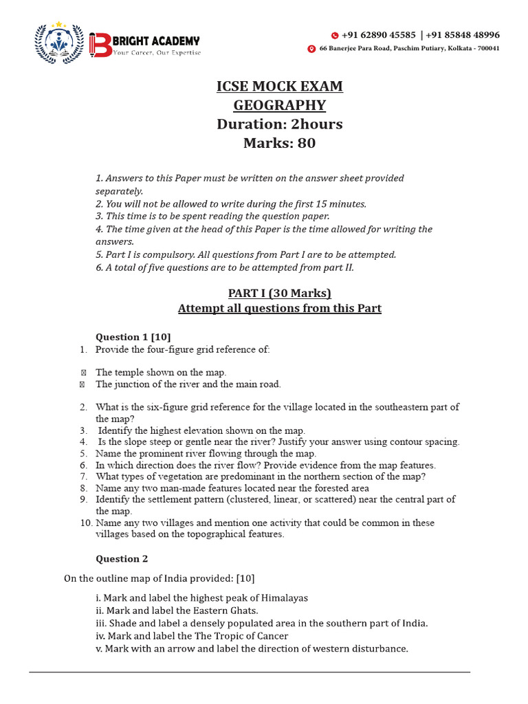 ICSE Geography Mock Exam Paper 2 | PDF | Geographical Technology ...