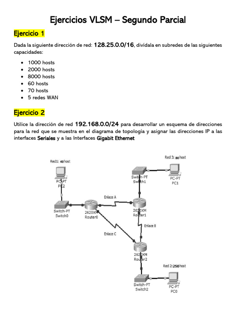 Ejercicios VLSM y Asignación IP | PDF