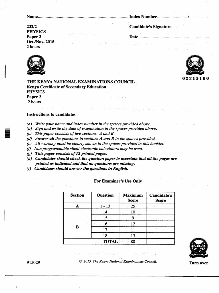Physics Paper 2 | PDF