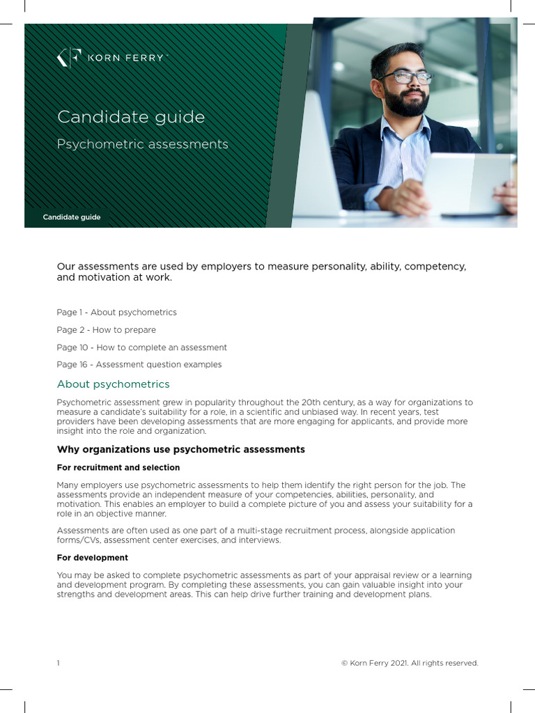 Psychometric Assessment Candidate Guide | PDF | Recruitment | Job Interview