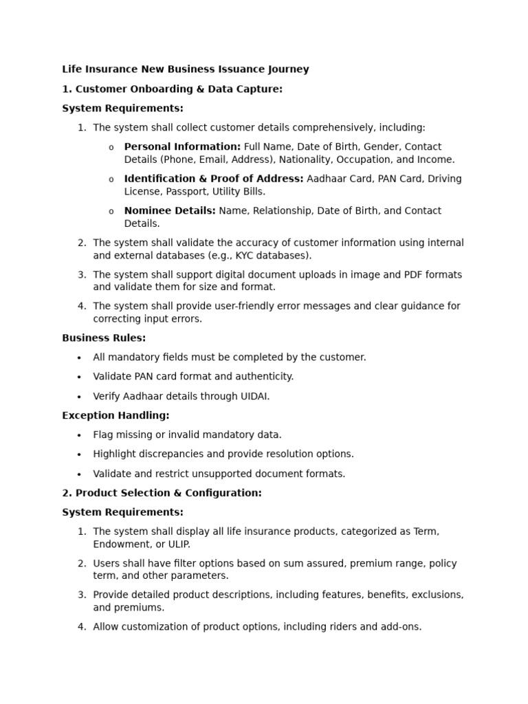 Life Insurance New Business Issuance Journey | PDF | Underwriting ...
