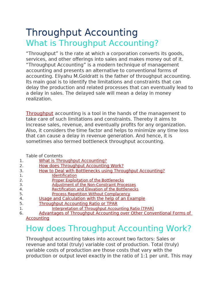 Throughput Accounting FM | PDF | Piece Work | Labour Economics