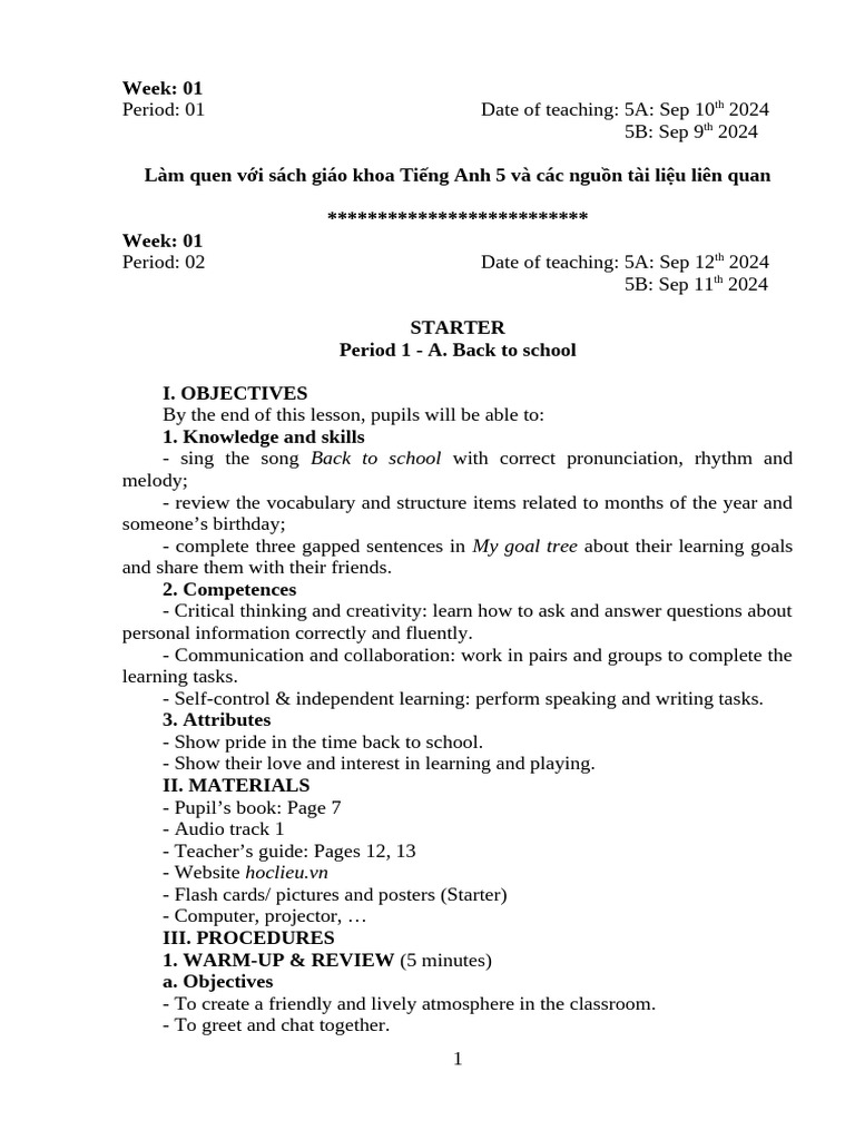 English 5 Lesson Plans: Back to School | PDF | Reading Comprehension ...