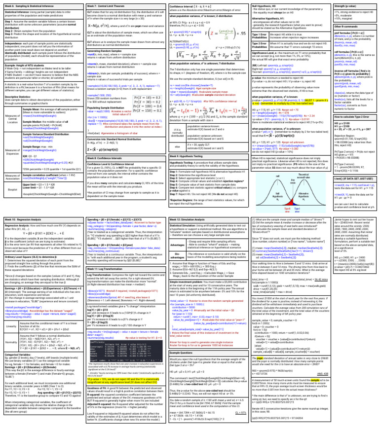 Stats Quiz 2 Cheatsheet | PDF | P Value | Coefficient Of Determination