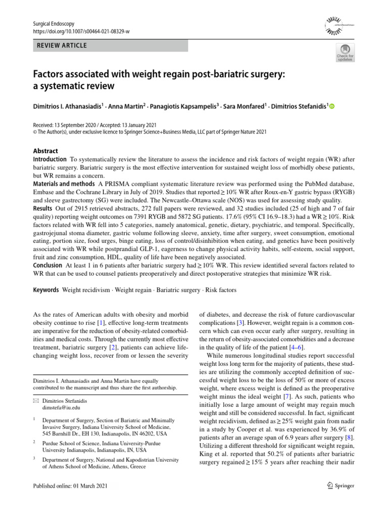 athanasiadis2021 | PDF | Bariatric Surgery | Systematic Review