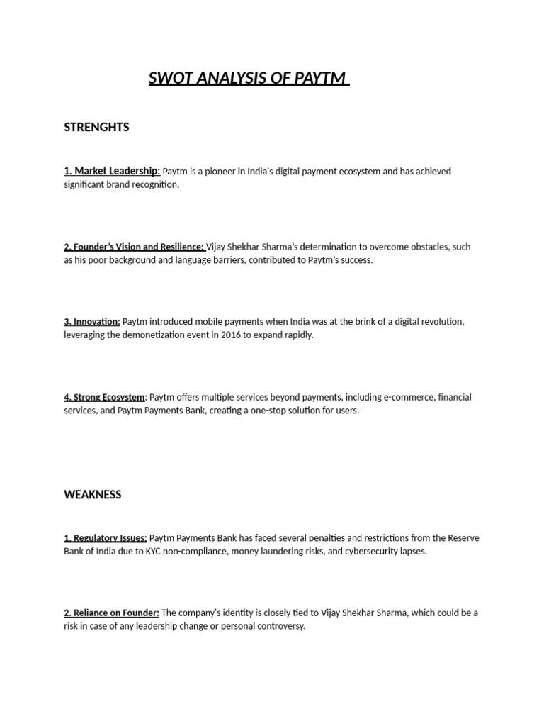 Swot Analysis of Paytm | PDF | Computer Security | Security