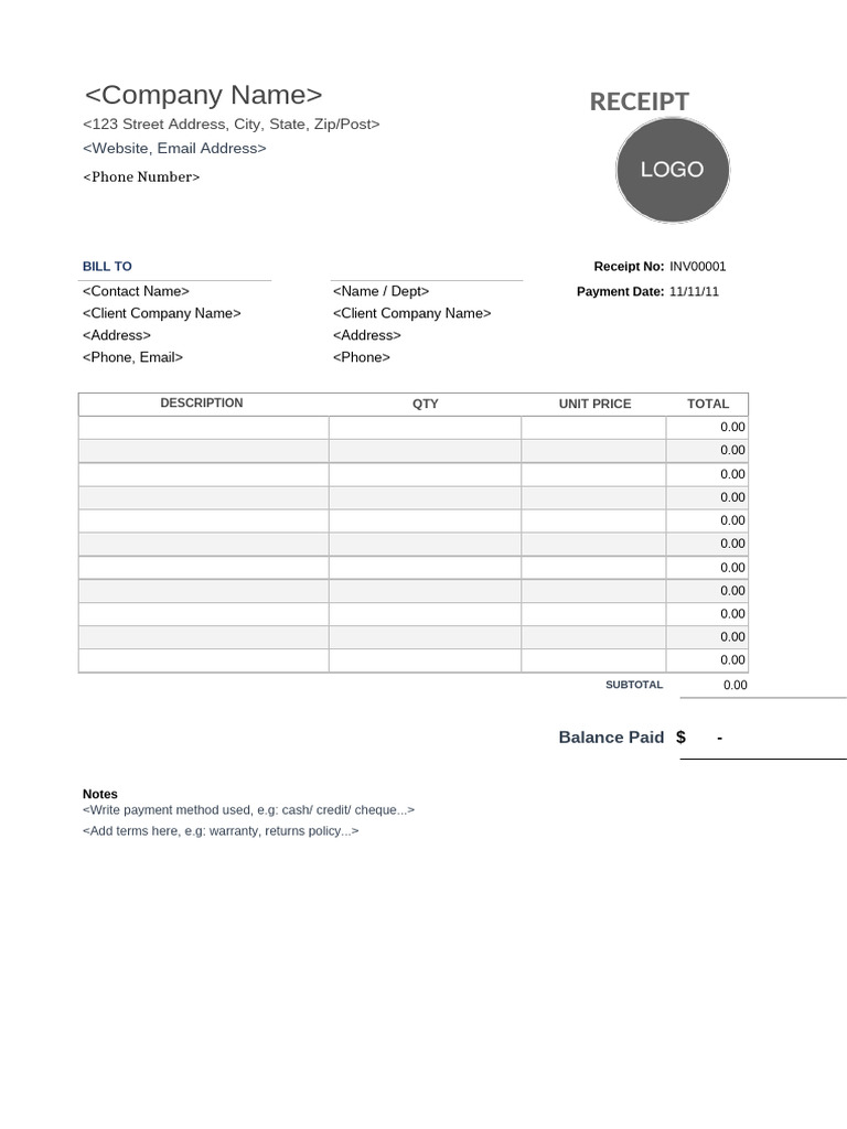 Receipt-Template-4-Word | PDF