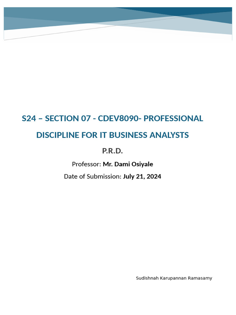 S24 - CDEV8090 - PRD | PDF | Regulatory Compliance | Project Management