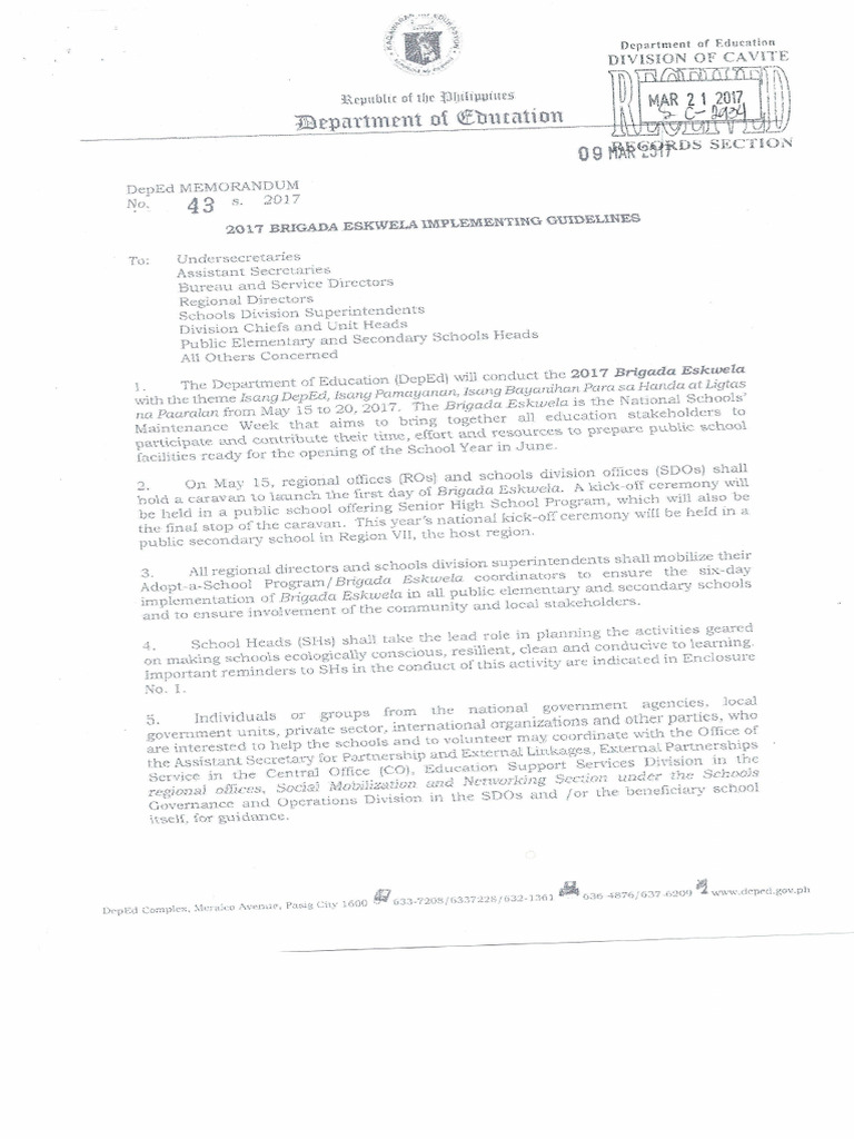 DepEd Memo 43 | PDF