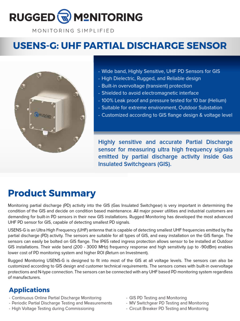 GIS PD Monitoring - USENSG - Rugged Monitoring | PDF | Electricity ...