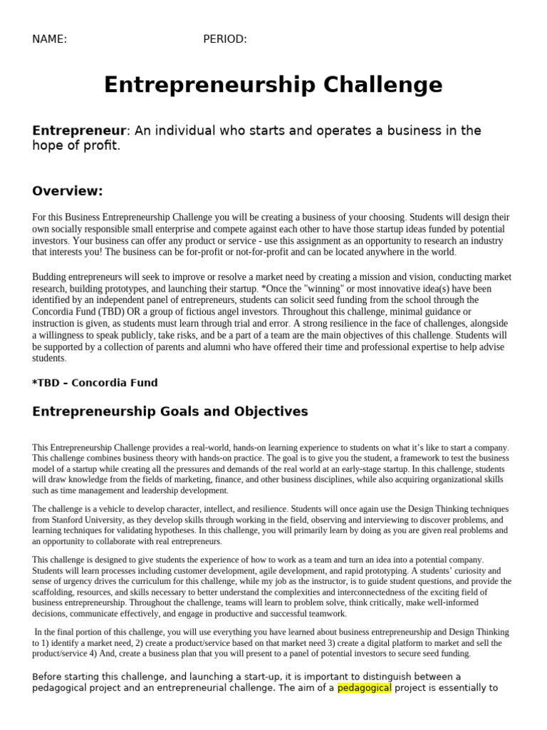 Baku Teen Entrepreneurship Challenge | PDF | Entrepreneurship | Startup ...
