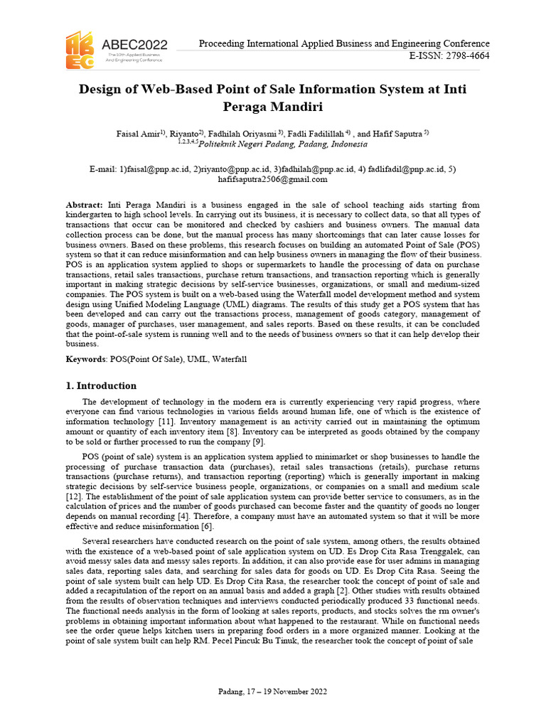 pos system | PDF | Use Case | Point Of Sale