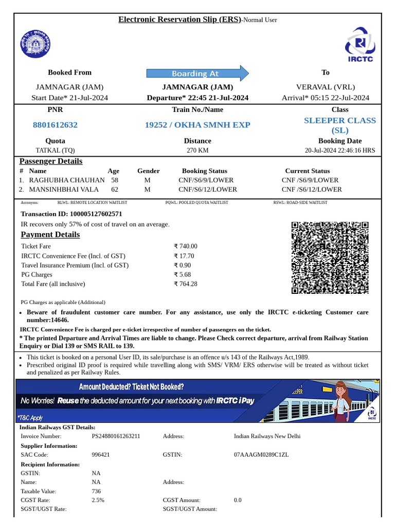 Train Ticket | PDF | Identity Document | Payments