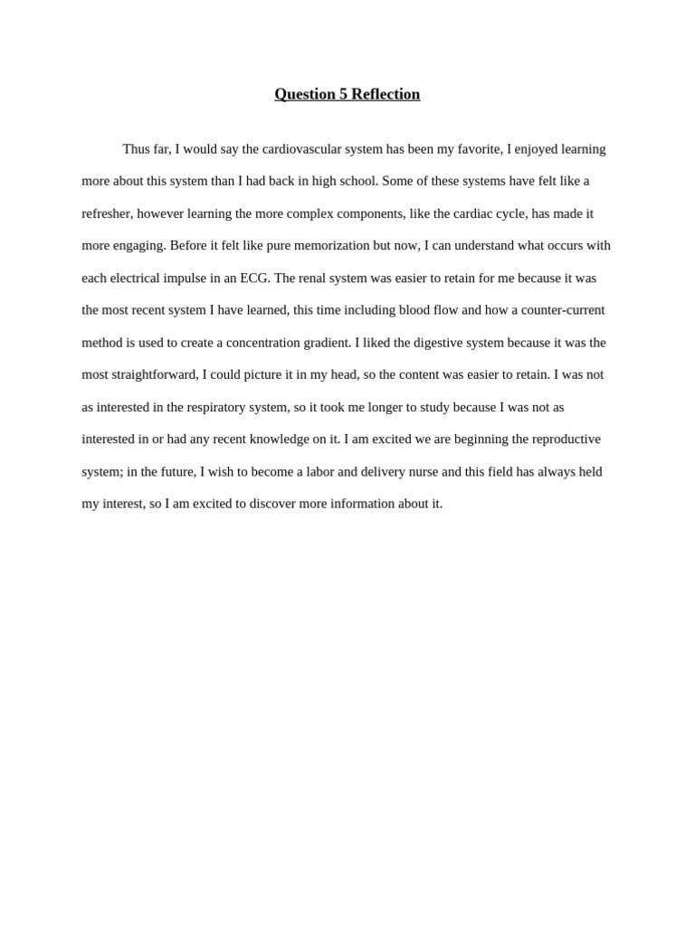 Question 5 - Reflection Answer | PDF