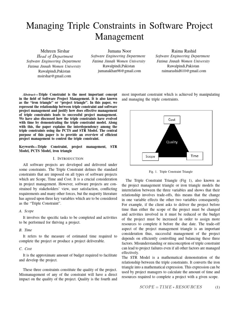 Managing Triple Constraints in Software | PDF | Project Management ...