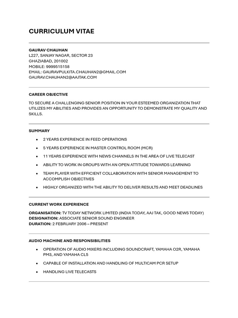 Gaurav Chauhan's Career Overview | PDF