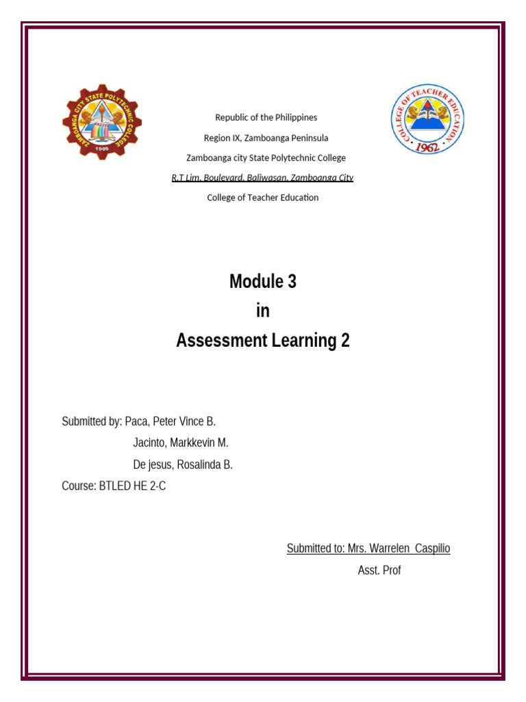 Assessment Learning 2 Module 3 | PDF | Cognitive Science | Behavior ...