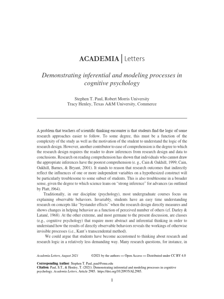 Demonstrating Inferential and Modeling P | PDF | Inference | Psychology