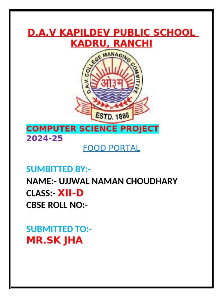 Food Portal Ujjwal | PDF