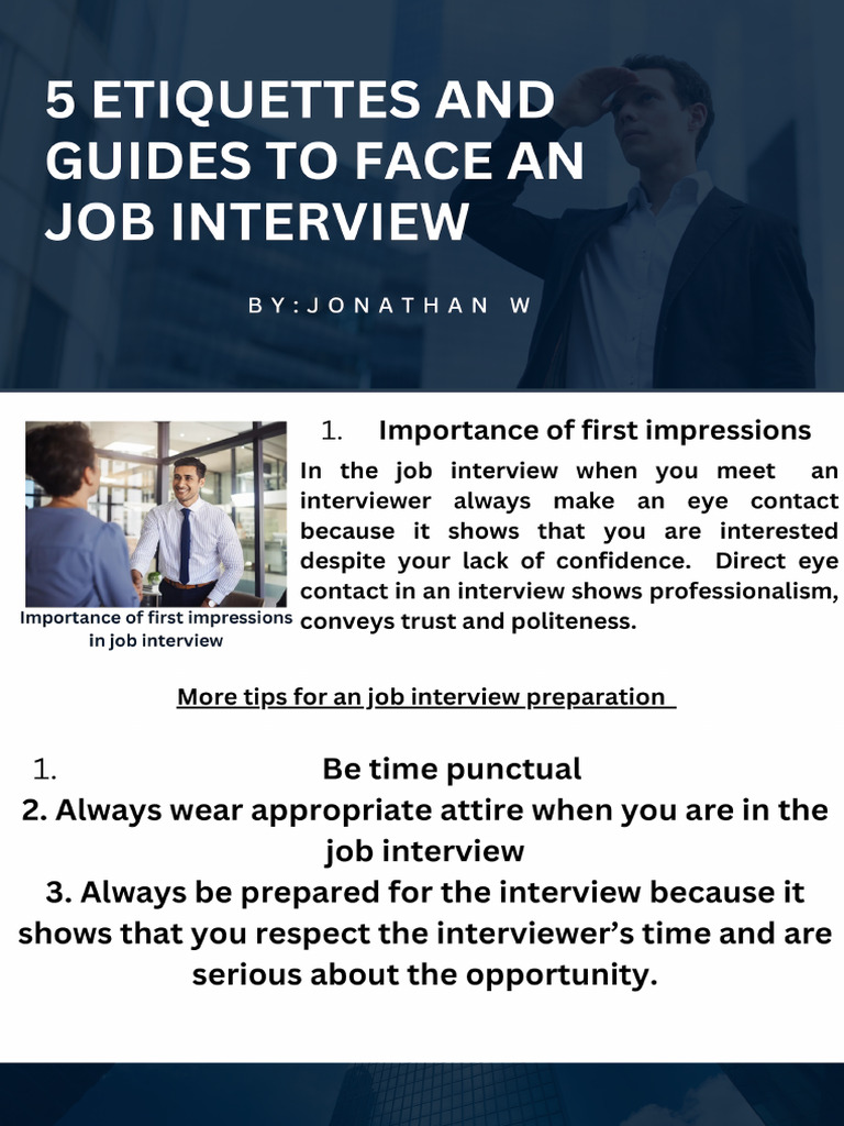 5 Etiquettes and Guides to Face an Job Interview | PDF