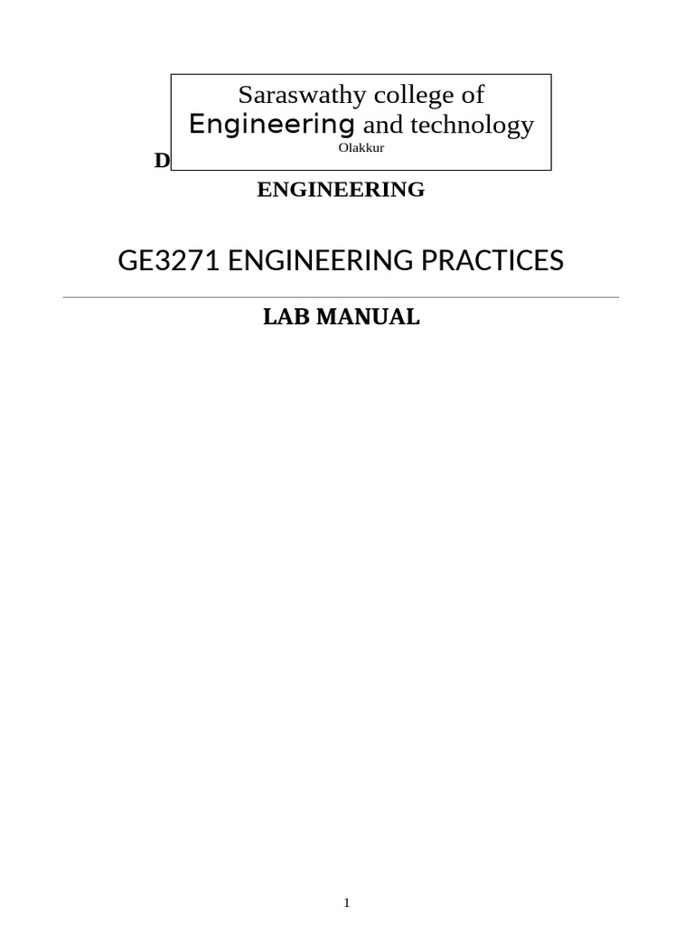 EP Lab manual 2023 | PDF | Welding | Construction