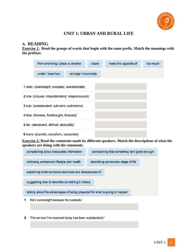 Unit 1 Student | PDF | International English Language Testing System ...