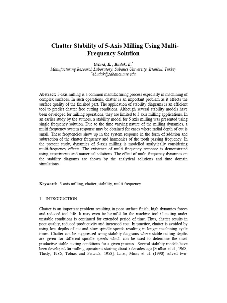 Chatter Stability of 5 Axis Milling Usin | PDF | Rotation | Eigenvalues And Eigenvectors
