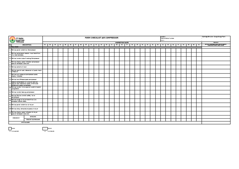 Form Ceklist Compressor | PDF