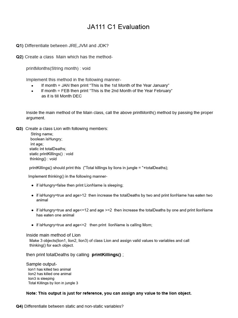 JA111 C1 Evaluation | PDF