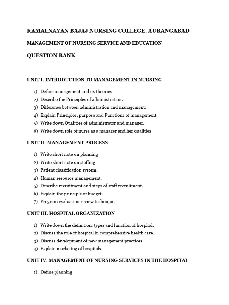 Nursing Management | PDF | Nursing | Hospital