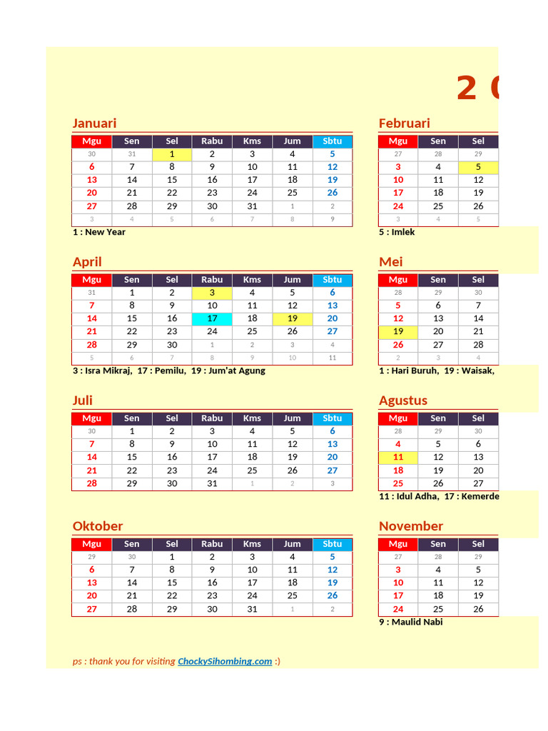 Kalender 2019 Indonesia | PDF