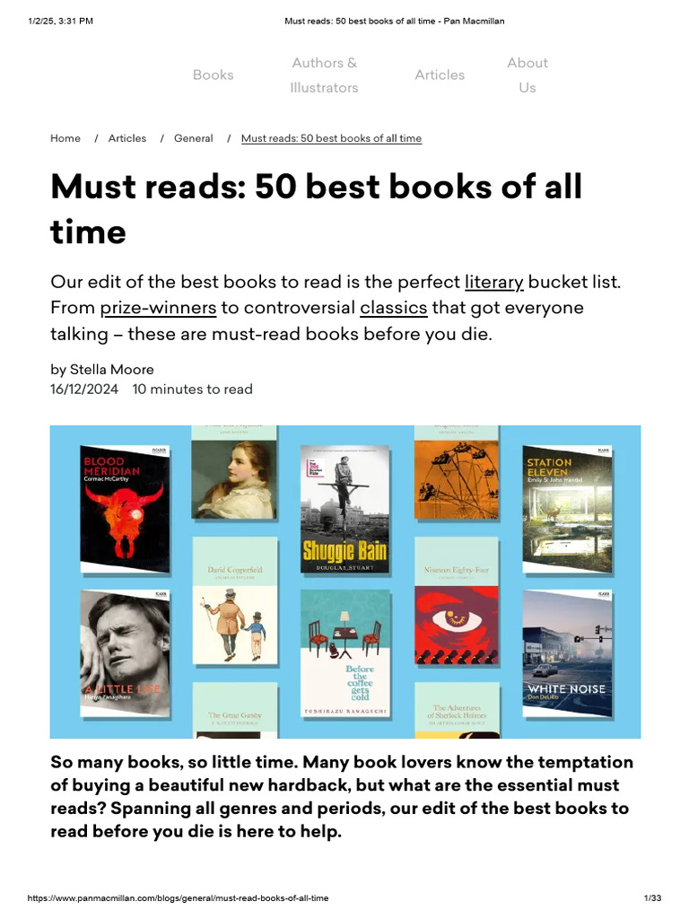 Must Reads - 50 Best Books of All Time - Pan Macmillan | PDF | The ...
