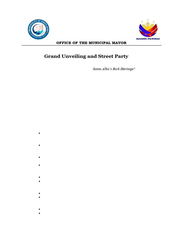 Event Details (Grand Unveiling and Street Party) | PDF
