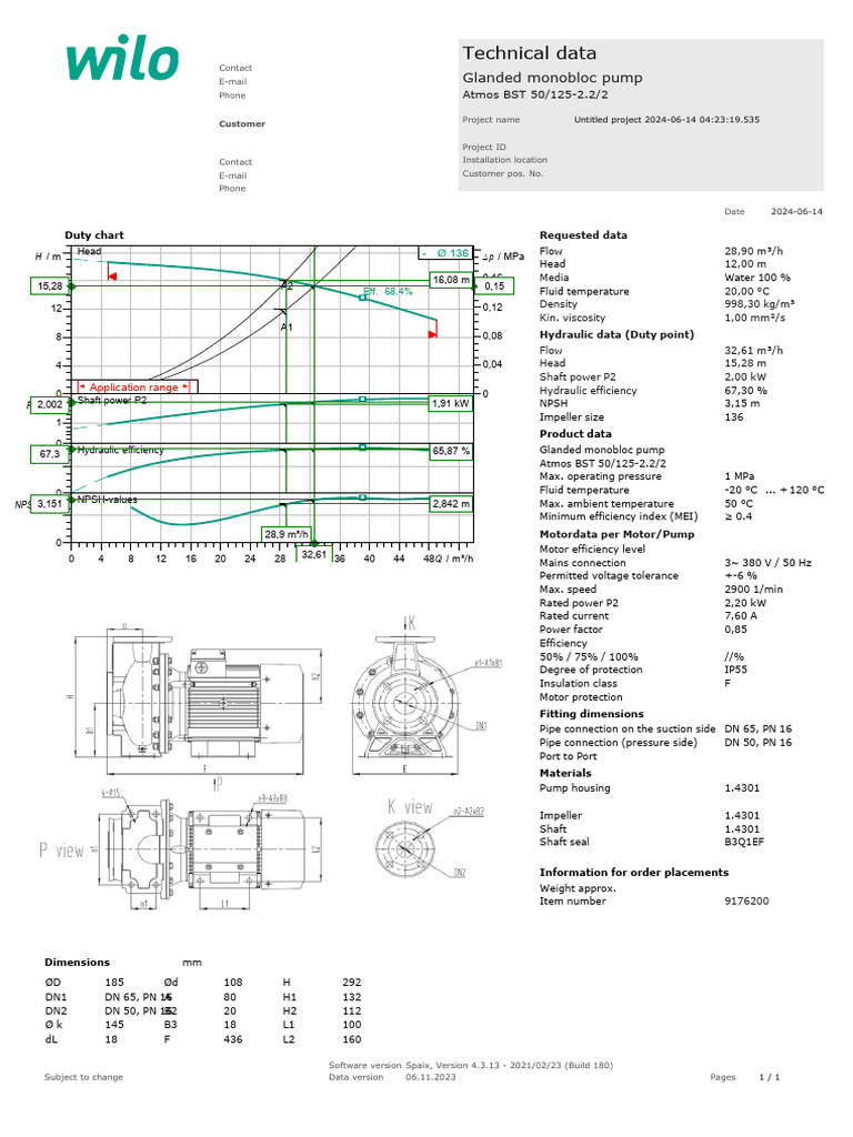 (Q28.9m3h@H12m) Data - Sheet - Atmos - BST - 50 - 125-2.2 - 2 | PDF ...