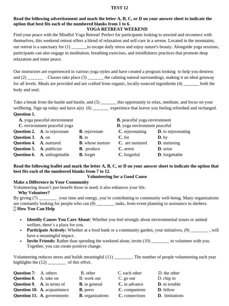 TEST 12 | PDF | Sleep | Insomnia