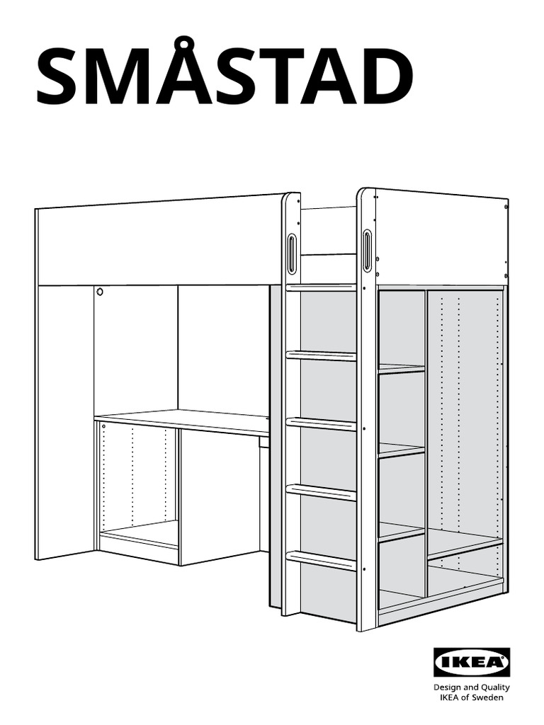 Smastad Loft Bed Frame Desk and Storage White AA 2200885 4 100 | PDF