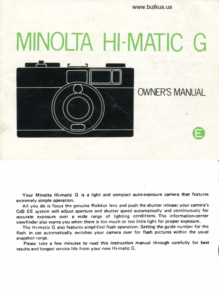 minolta_hi-matic_g | PDF | Camera | Exposure (Photography)